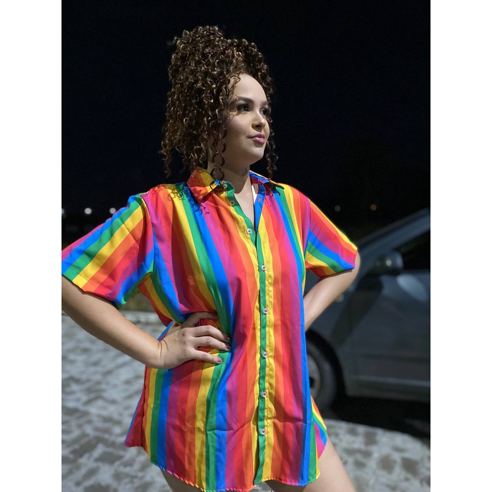CAMISA DE BOTÃO ESTAMPADA - CAMISARIA MÉDIA E PLUS SIZE Moda Tumblr ...