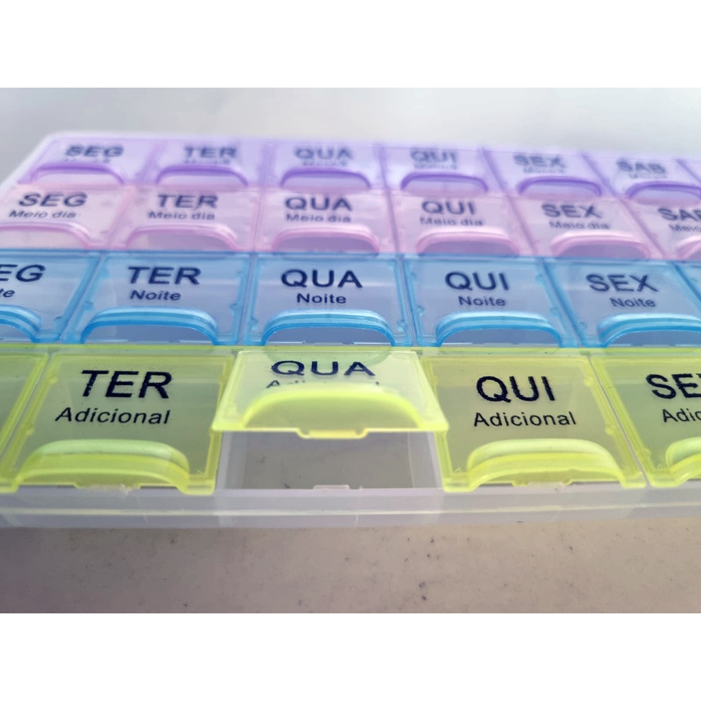 Porta Comprimido Organizador de Remédio Semanal Mensal Colorida Prático ...