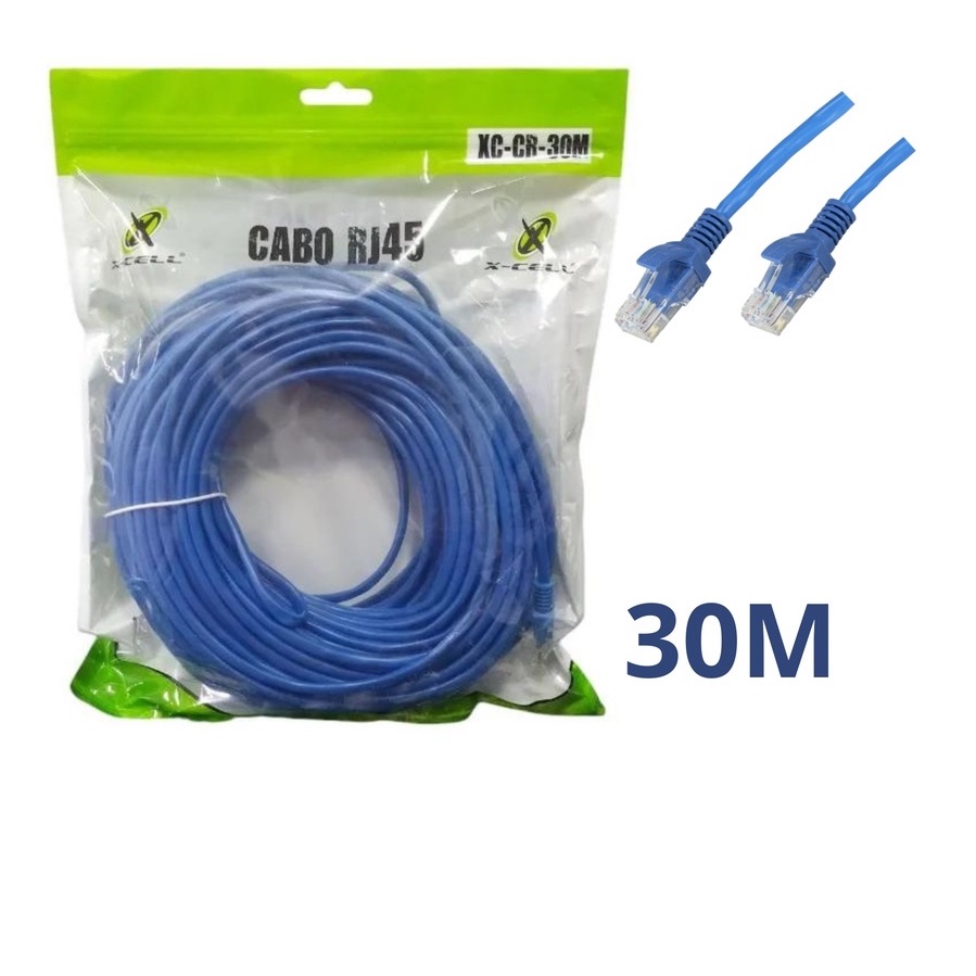 Cabo de Rede RJ45 30metros, 50metros Crimpado Montado para Internet ...