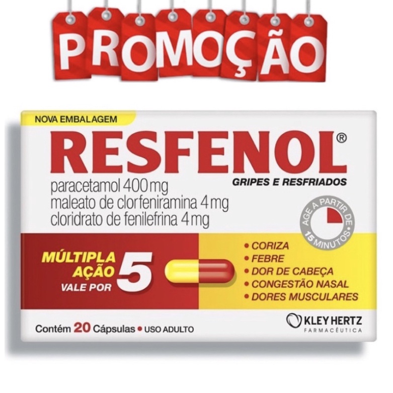 Resfenol 20 Capsulas Anti-Gripal Contra Sintomas de Gripes e resfriados ...