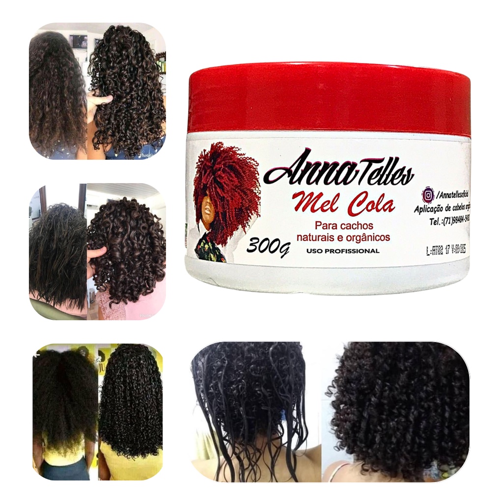 Mel Cola Anna Telles 300g Cachos Definidos Trança Mega Hair ativador de ...