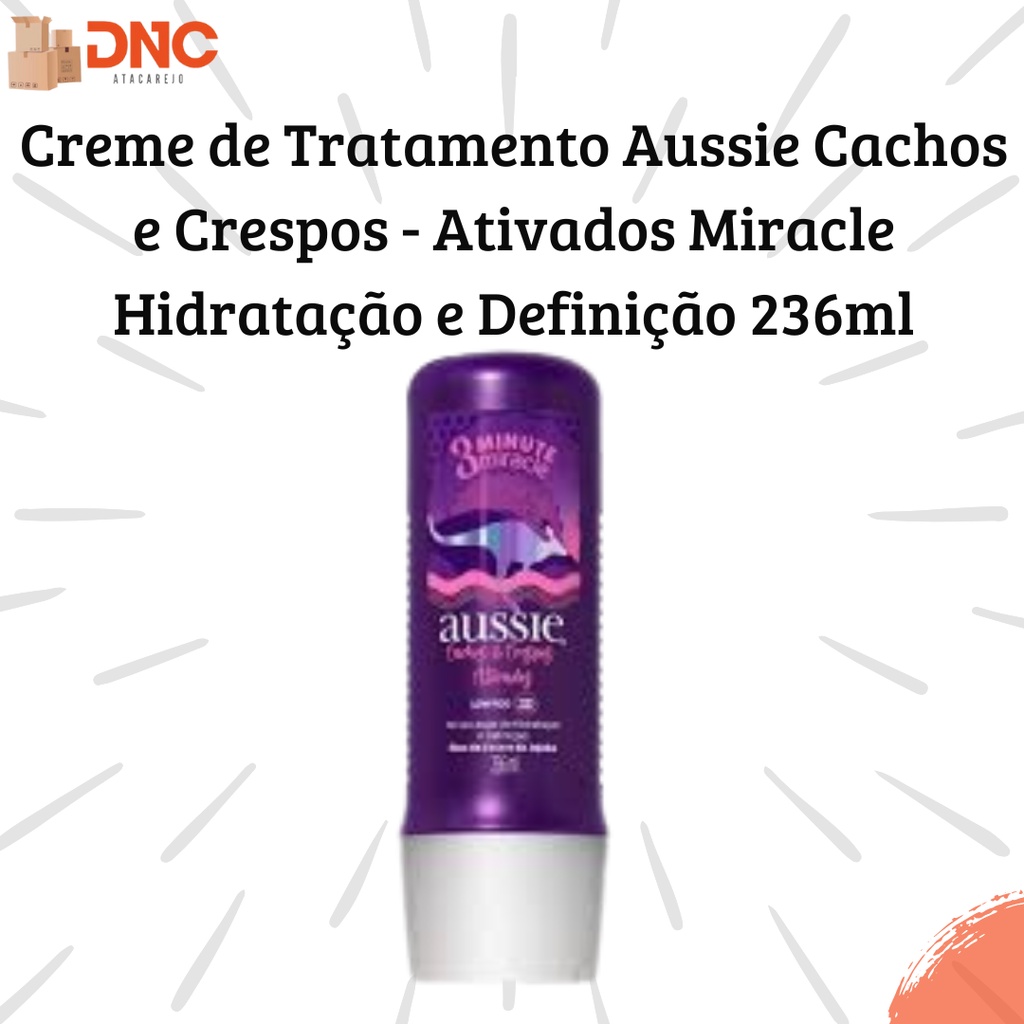 Creme de Tratamento Aussie Cachos e Crespos - Ativados Miracle ...