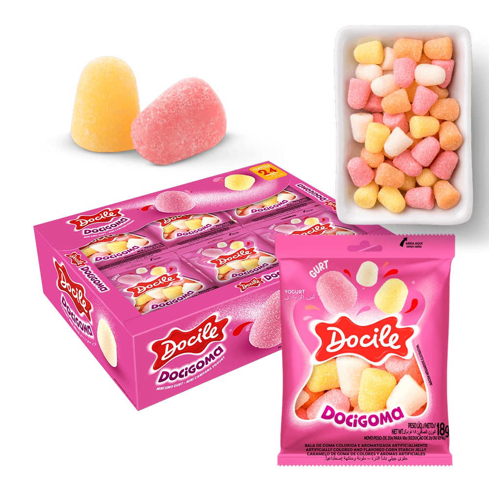 Bala De Goma Docigoma MINI FINO GURT Sortidos 18g - Docile 24 Un Jujuba ...