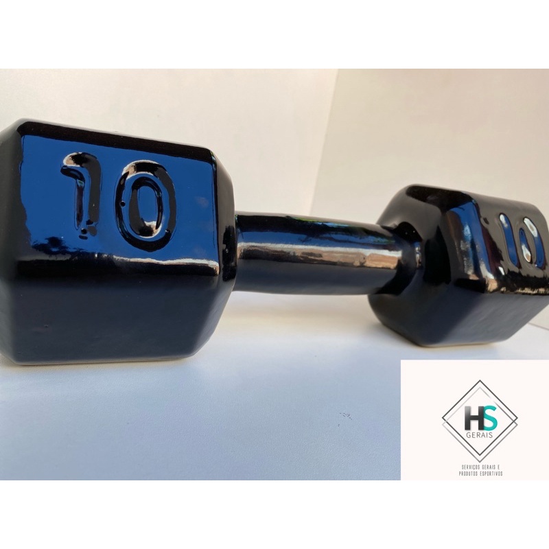 Halter sextavado Emborrachado 10kg- peso de academia 10kg -1 unid ...