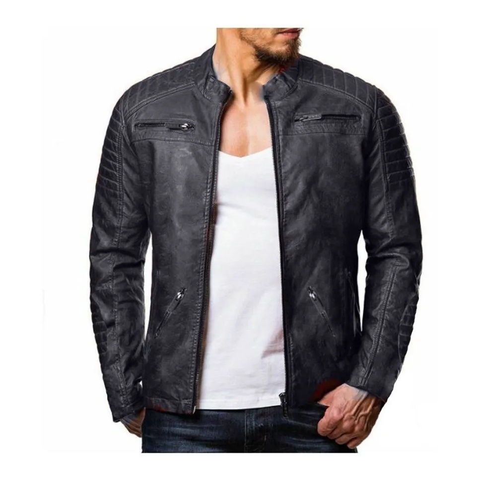 Jaqueta De Couro Masculina Moda Inverno Motoqueiro | Shopee Brasil