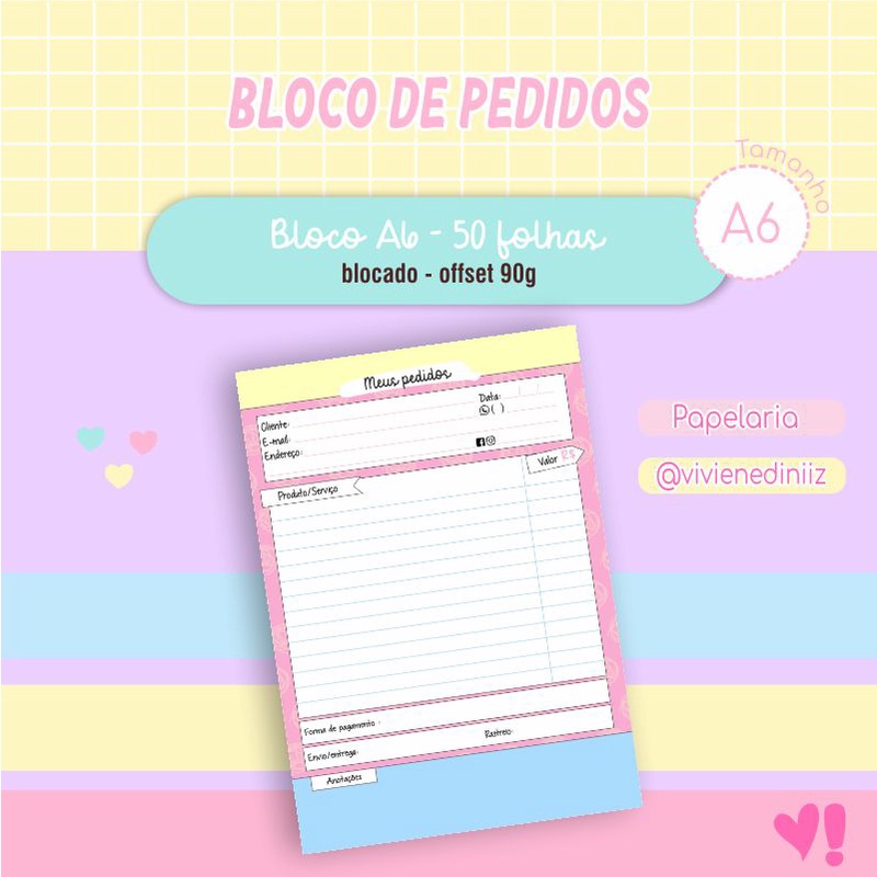 Bloco de Pedidos A6/Mod. 04/Papelaria | Shopee Brasil