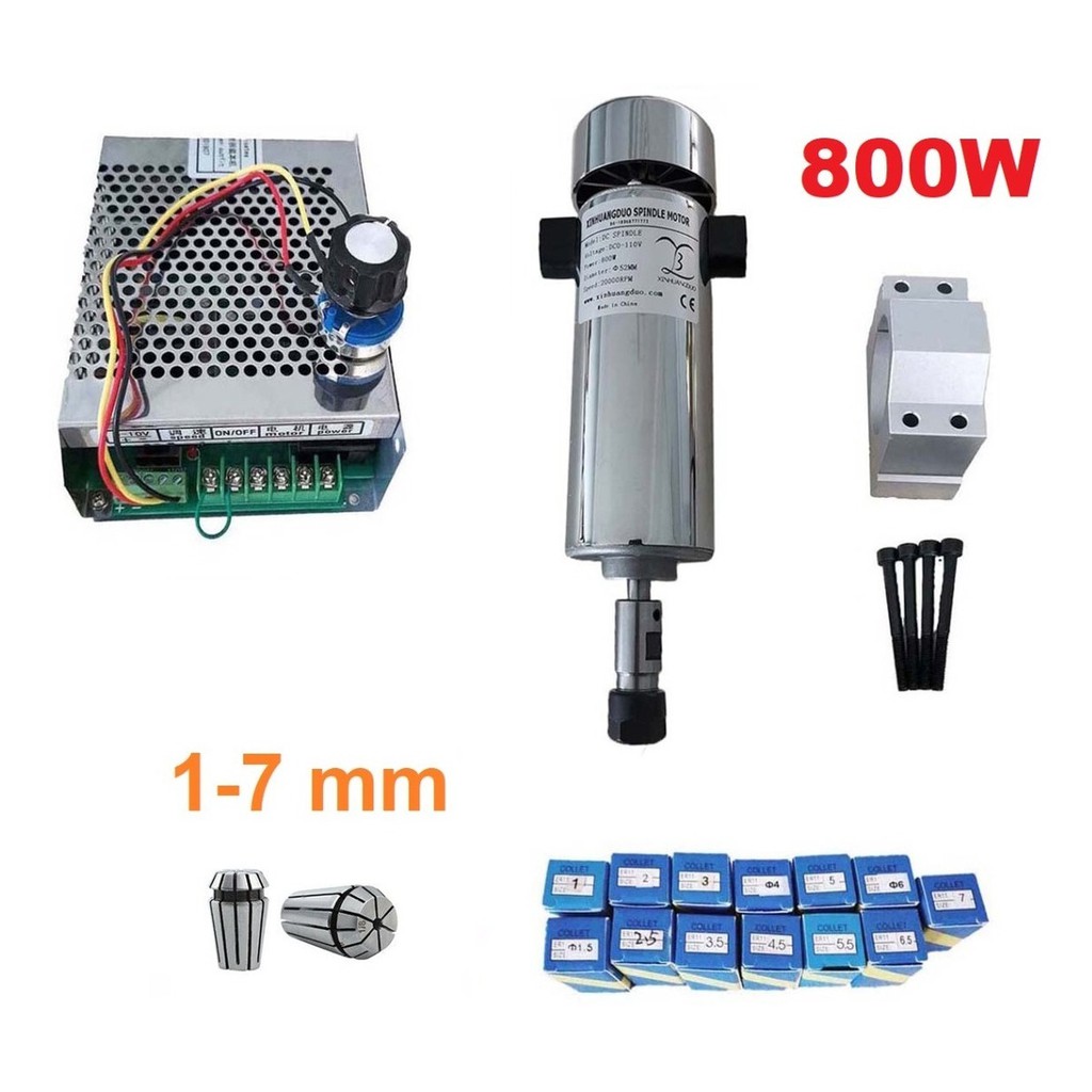 Motor Spindle 800w Er11 Bivolt - Fonte + Suporte + 13 Pinças | Shopee ...