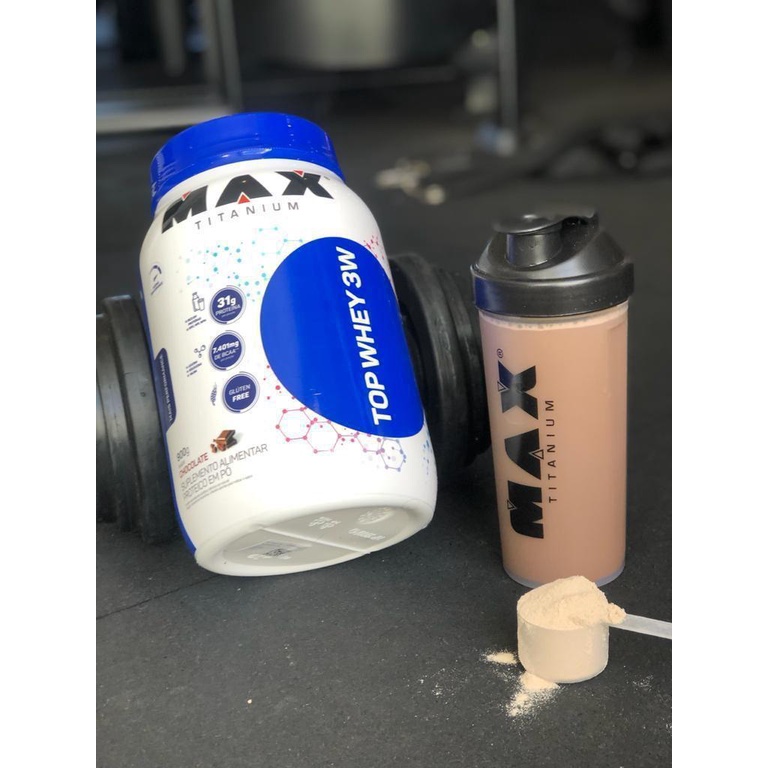 Top whey 3w + performance chocolate 900g - max titanium | Shopee Brasil