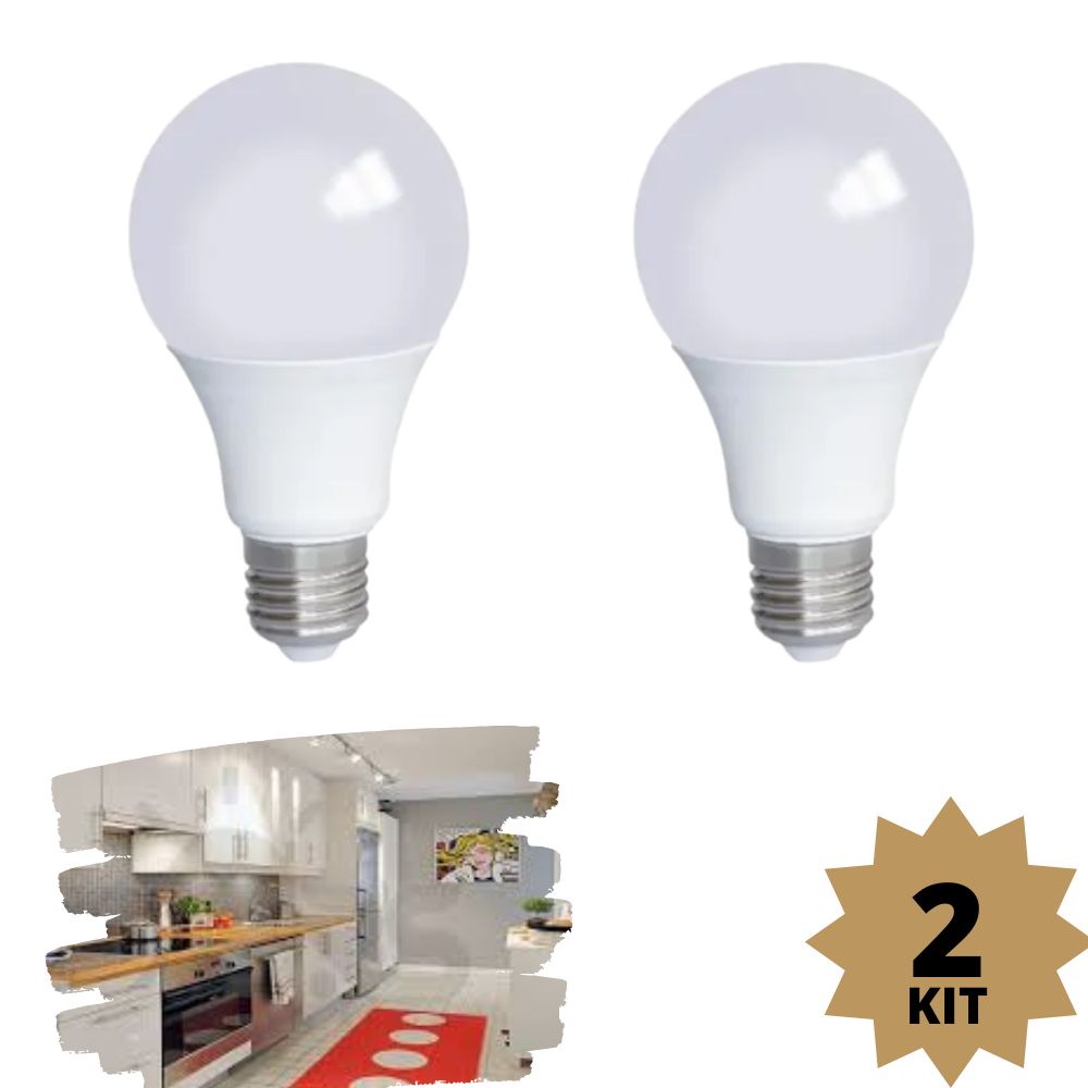 Kit 2 Lâmpada Led 9w Bulbo Branco Frio 6500k Bivolt Soquete E27 Residencial | Shopee Brasil