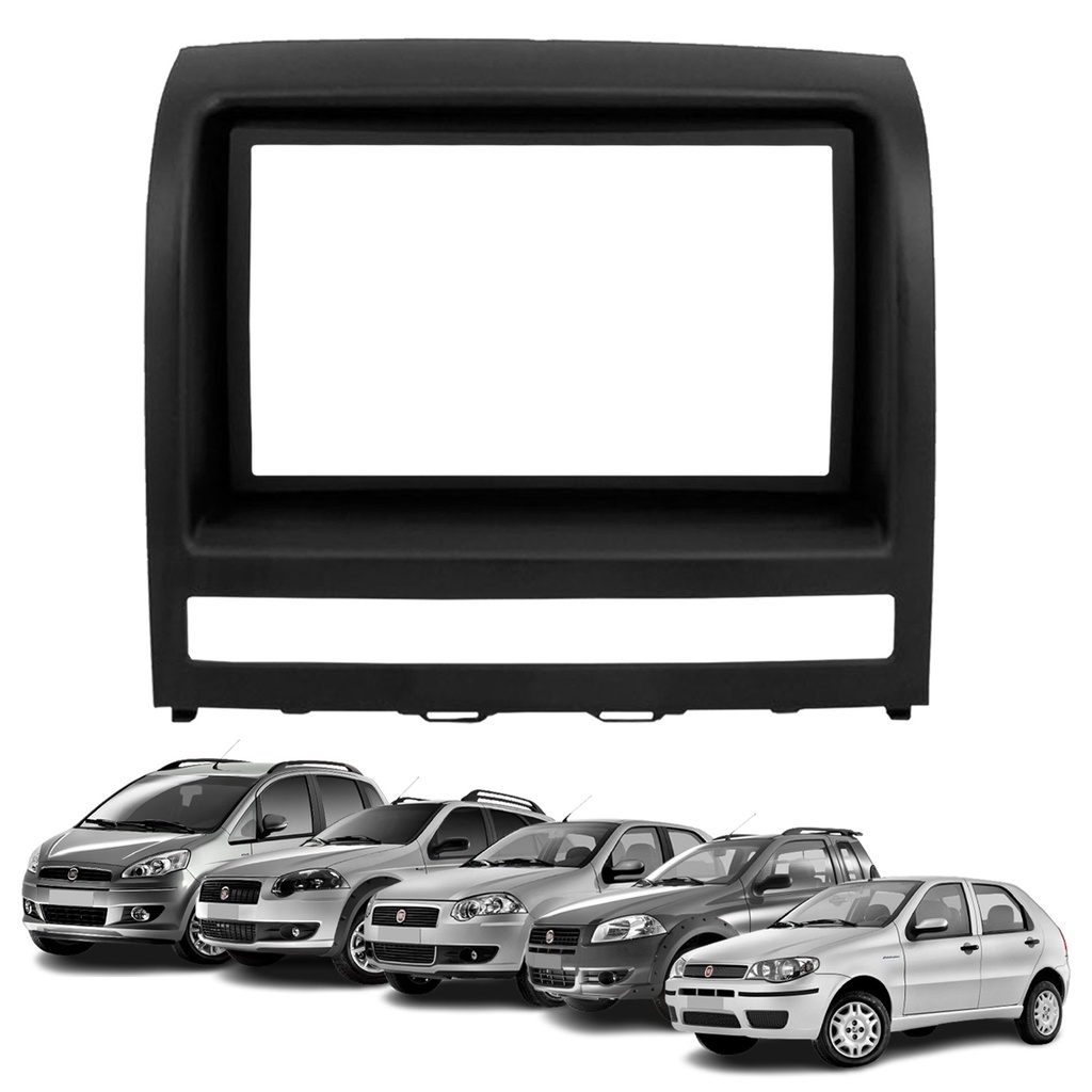 Moldura de Painel 2 Din Multimidia DVD MP5 Fiat Palio Siena Weekend Strada Japonês/Chinês Preto ...