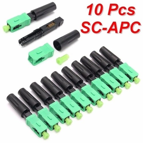 Kit 10 Unidades de Conector Óptico Sc Apc Sm Verde Pré Polido Fibra ...