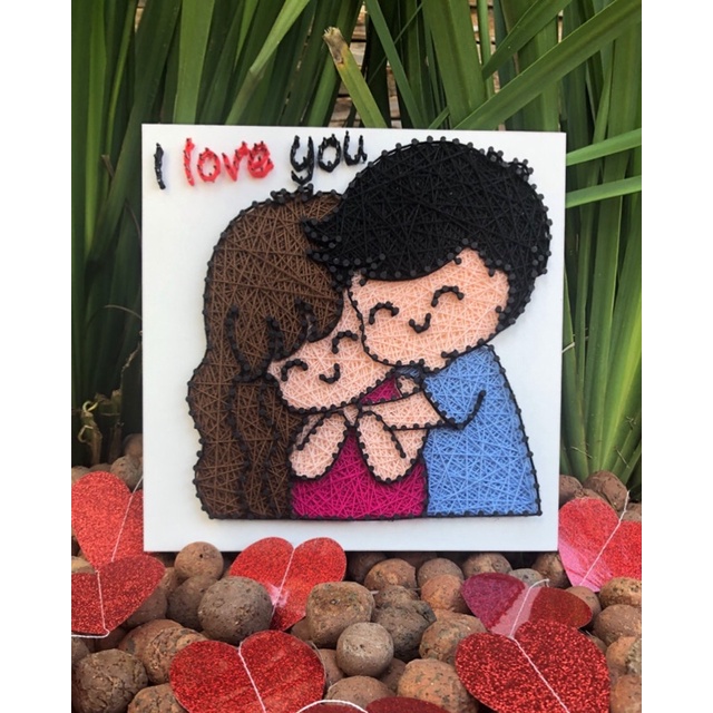 Quadro Casal Personalizado com Pregos e Linhas - String Art DIY | Shopee Brasil