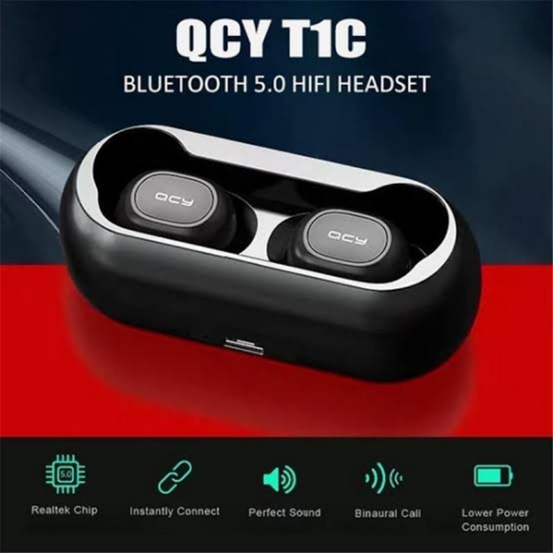 Fone de Ouvido QCY T1C TWS Bluetooth 50 sem Fio Wi-Fi/Fones de Ouvido Estéreo com Baixo ...