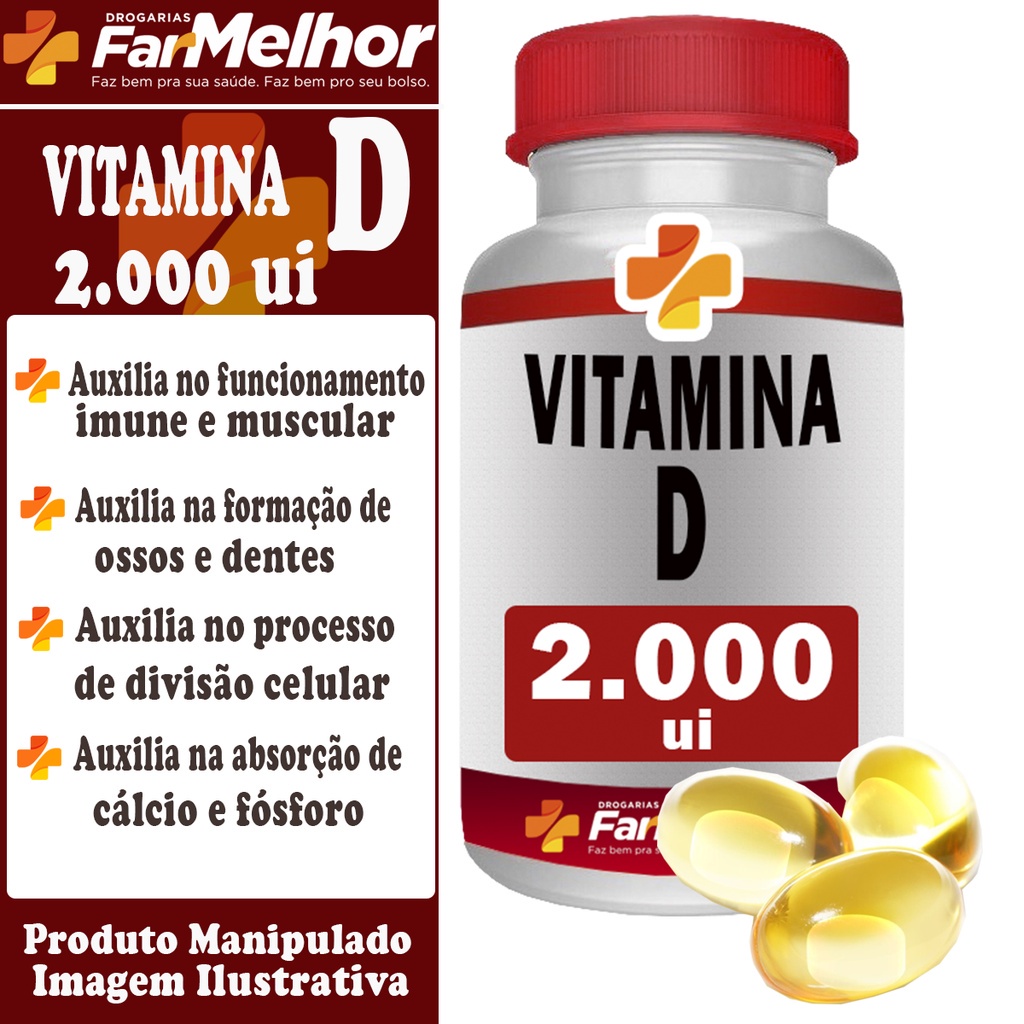 Vitamina D 2000 Ui Cápsulas Softgel - Vit D 2.000 ui | Shopee Brasil