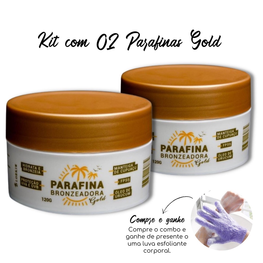 Kit bronzeador com 2 Parafina Bronzeadora Gold Lorkin 120g | Shopee Brasil