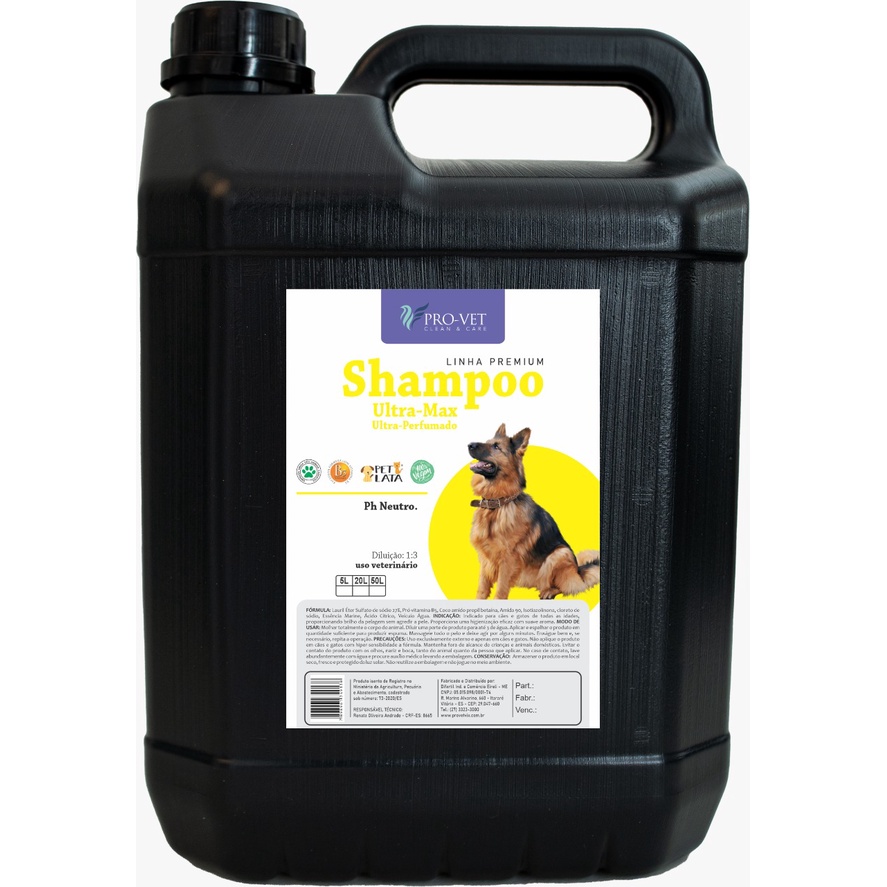 SHAMPOO PRO VET ULTRA MAX 5L (DILUIÇÃO 1:5) ULTRA PERFUMADO | Shopee Brasil