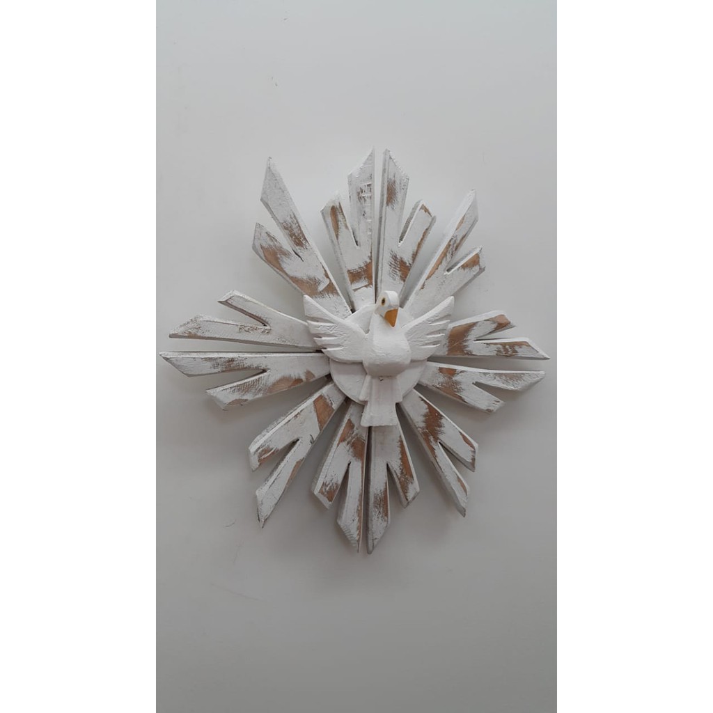 Lindo Resplendor Divino Espirito Santo em madeira 28 x 28 cm - Artigo ...