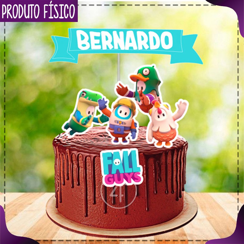 Fall Guys Topo de Bolo Personalizado Com Nome e Idade | Shopee Brasil