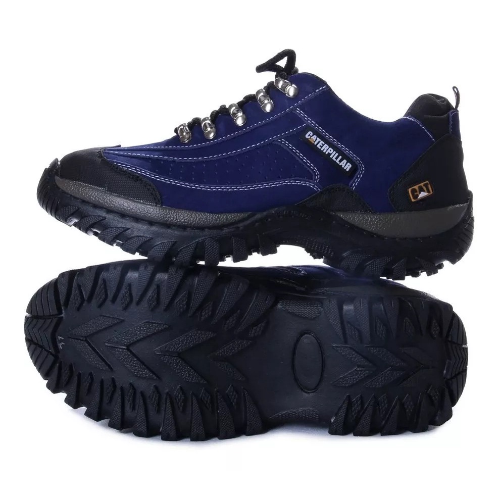 Bota Caterpillar Azul Em Couro Nobuck Legitimo Cano Baixo | Shopee Brasil