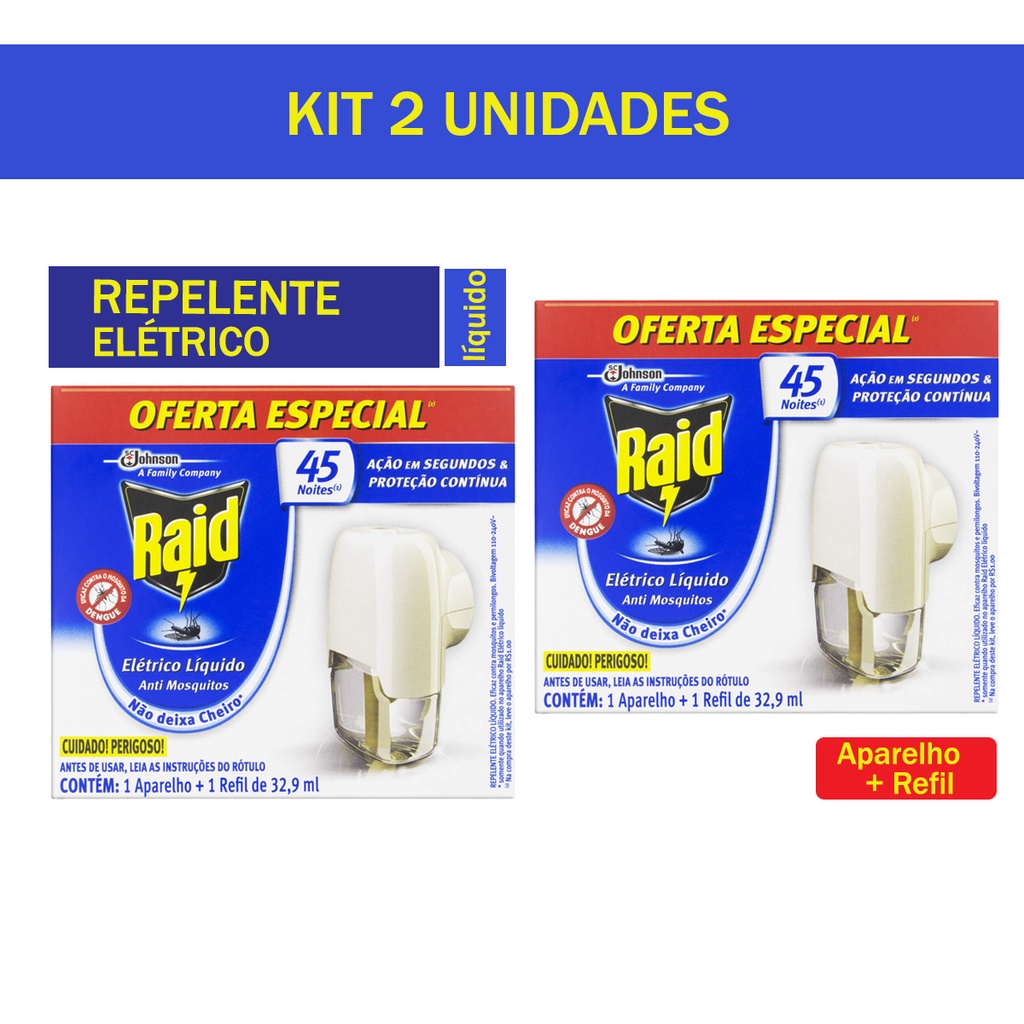 Kit Repelente Elétrico Raid Tomada - 2 Aparelhos + 2 Refis | Shopee Brasil