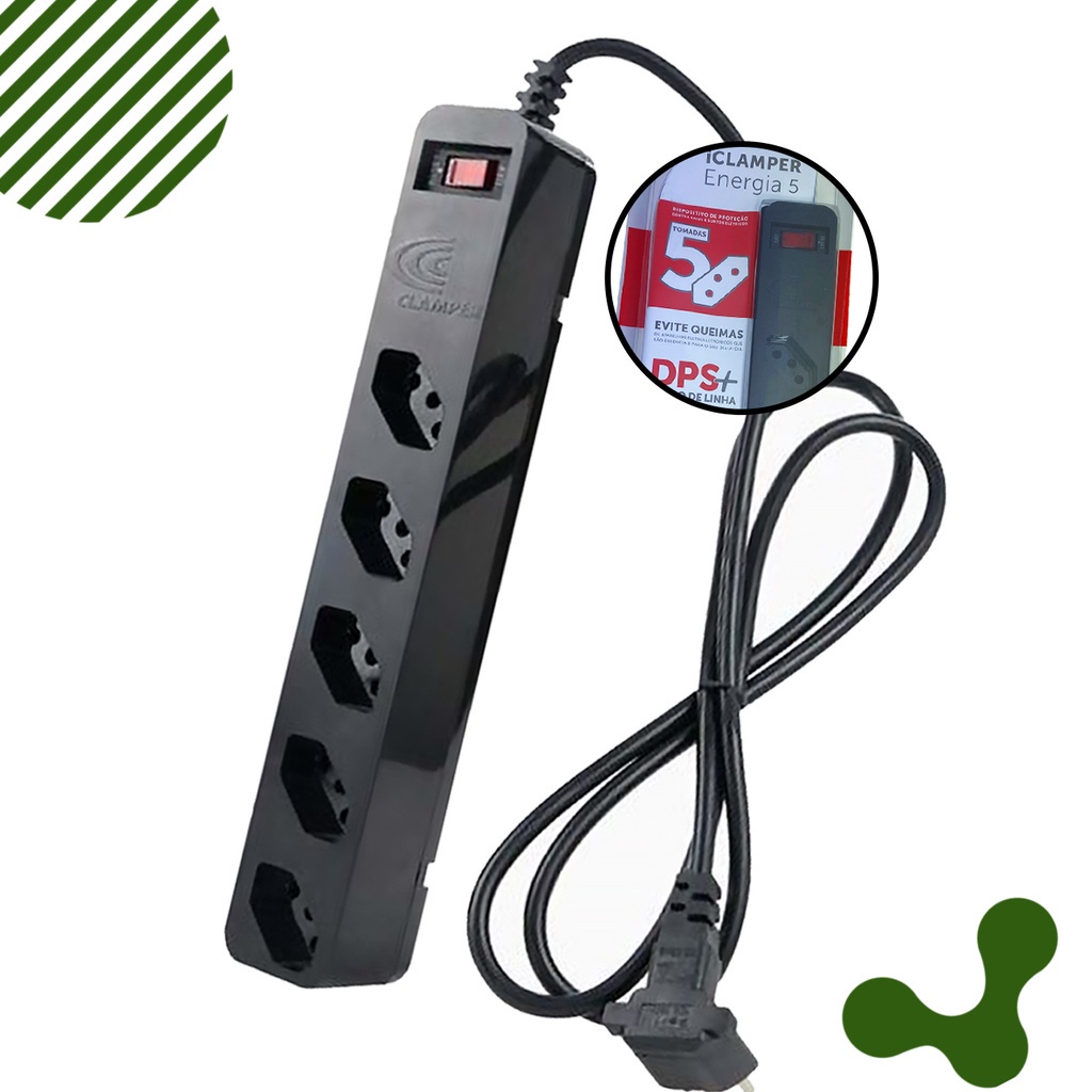 Filtro De Linha Profissional 5 Tomadas Clamper Dps Energia | Shopee Brasil