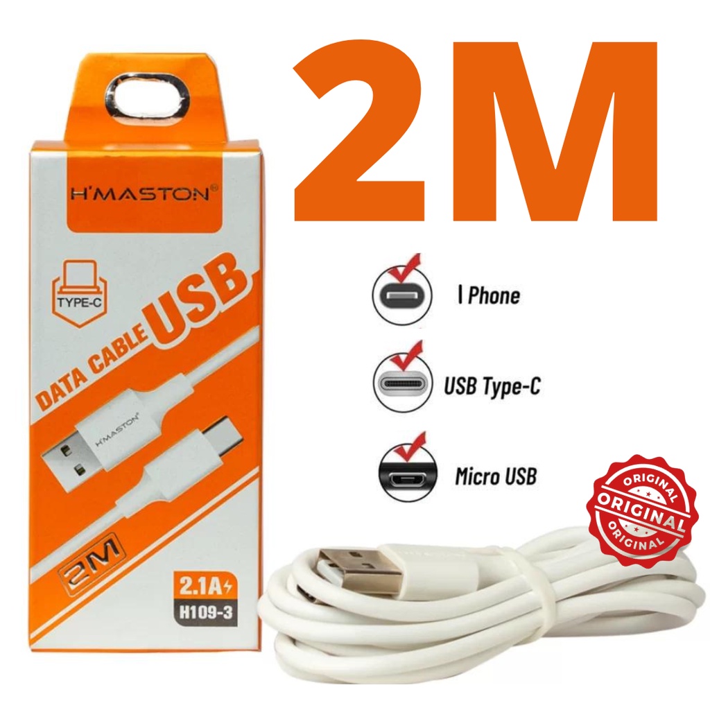 Cabo USB 2 Metros Turbo reforçado para Iphone/Android, Tipo-C ...