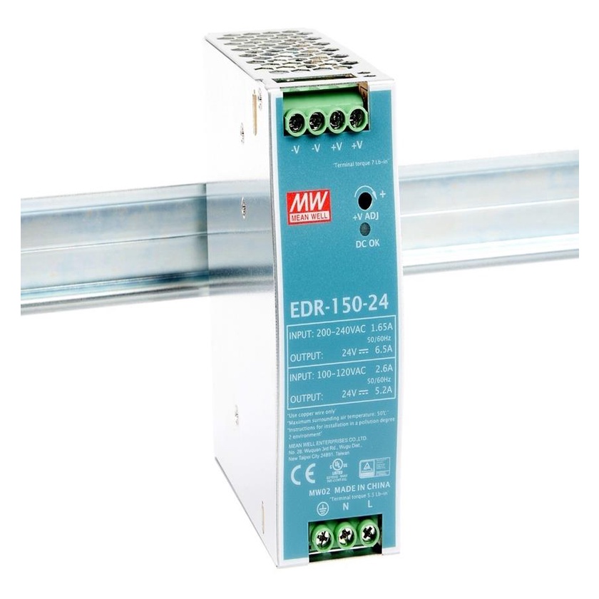 Fonte Din 24v Mean Well 100w 120w 150w 4a 5a 6.5a Edr-150-24 | Shopee ...