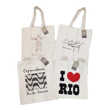 Ecobag Sacola 100% Algodão Kit C/ 4 Bolsas Estampas Sortidas Do "Rio de Janeiro". | Shopee Brasil