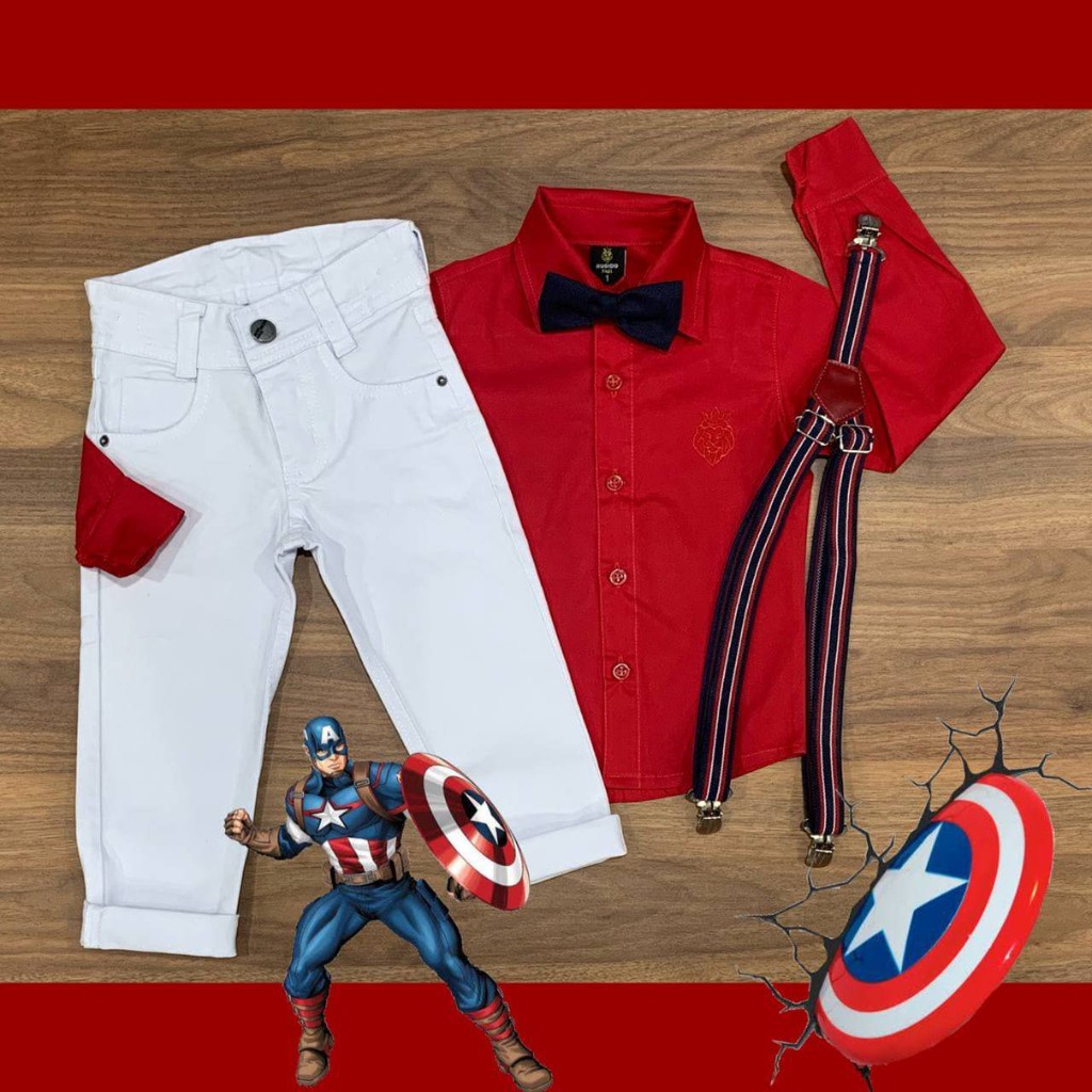 Roupa Aniversário Menino Fantasia Tema Capitão América Outono | Shopee ...