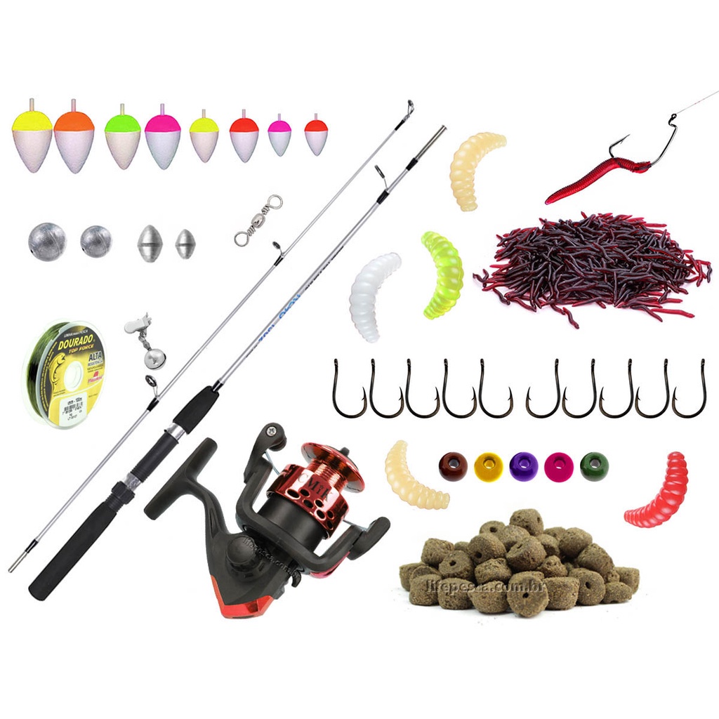 Kit Pesca Vara Para Molinete 1,50m + Molinete + Acessórios (Ref. 72) | Shopee Brasil