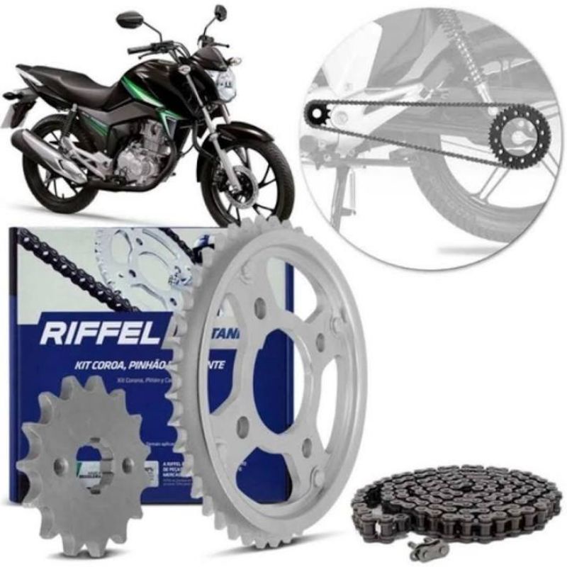 Kit De Relação Riffel Titanium Premium para Moto cg150,cg160 | Shopee ...
