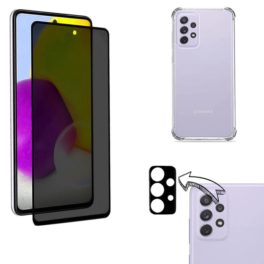 KIT Samsung Galaxy A72 | Película de Privacidade 3D - Capa Capinha Anti ...