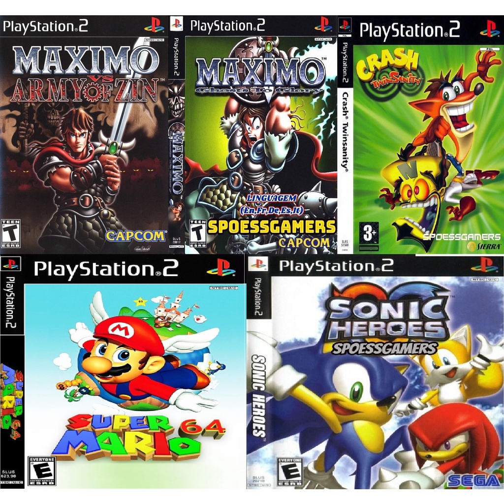 5 JOGOS PS2 MAXIMO CRASH SONIC MARIO | Shopee Brasil