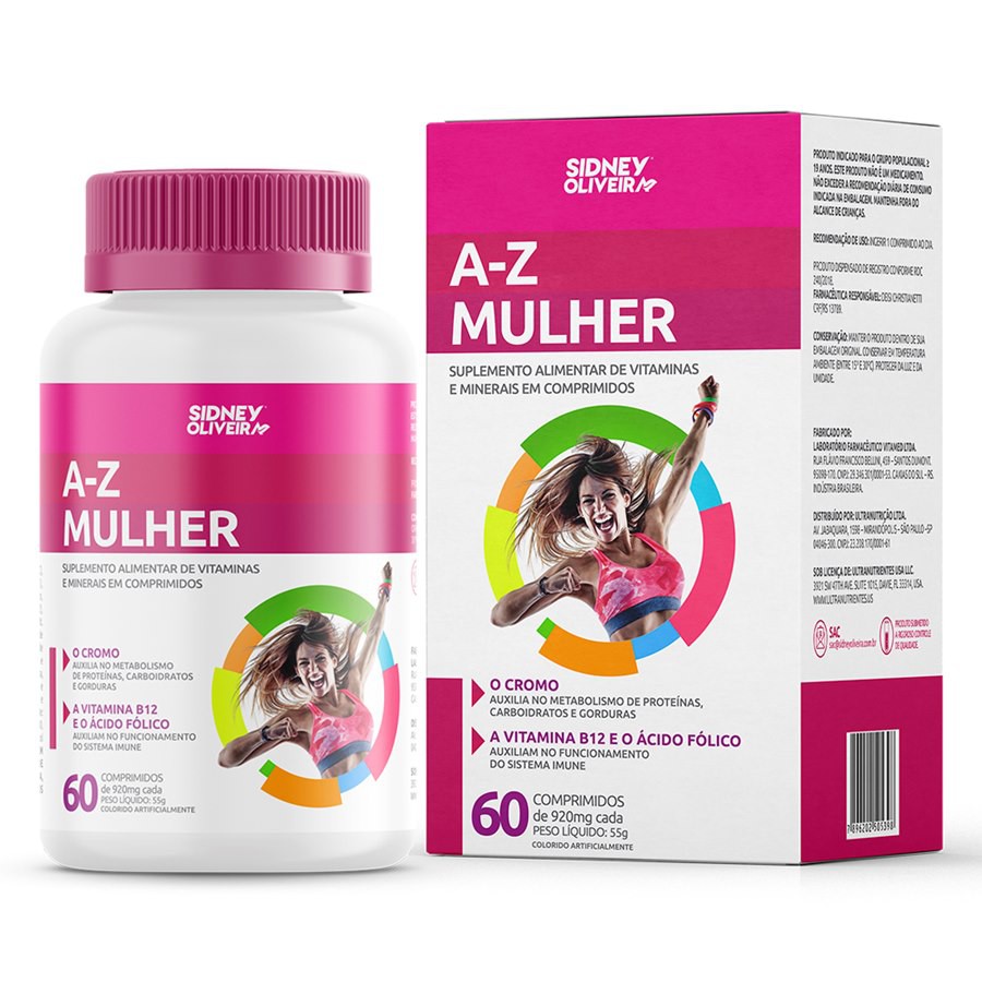Multivitamínico Polivitamínico Completo A-Z Mulher 60 Comprimidos Sidney Oliveira | Shopee Brasil