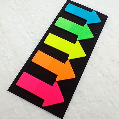 Bloco de notas adesivas formato de setas grandes cores NEON marca ...