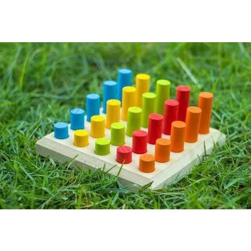 Brinquedo Educativo de Encaixe Madeira – Pinos Coloridos de Encaixar | Shopee Brasil