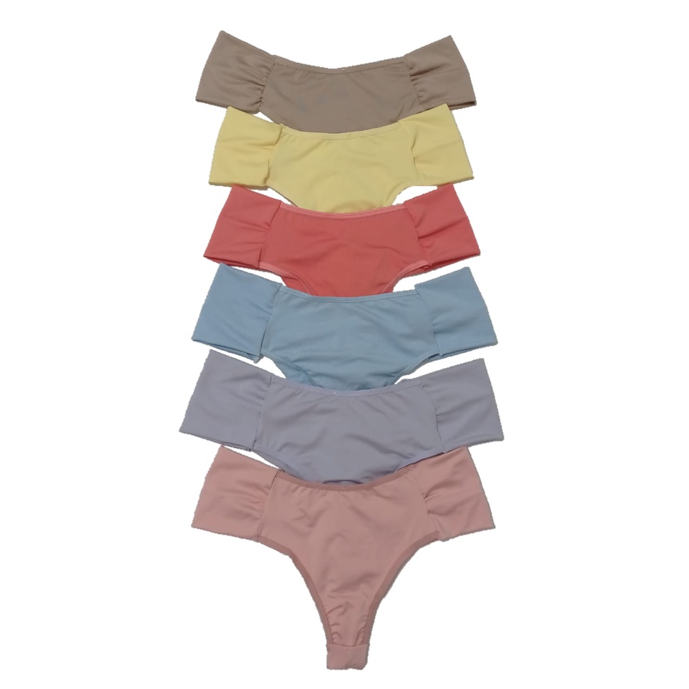 5 Calcinhas Lateral Larga Fio Duplo a Linha Conforto Luxo Cores ...