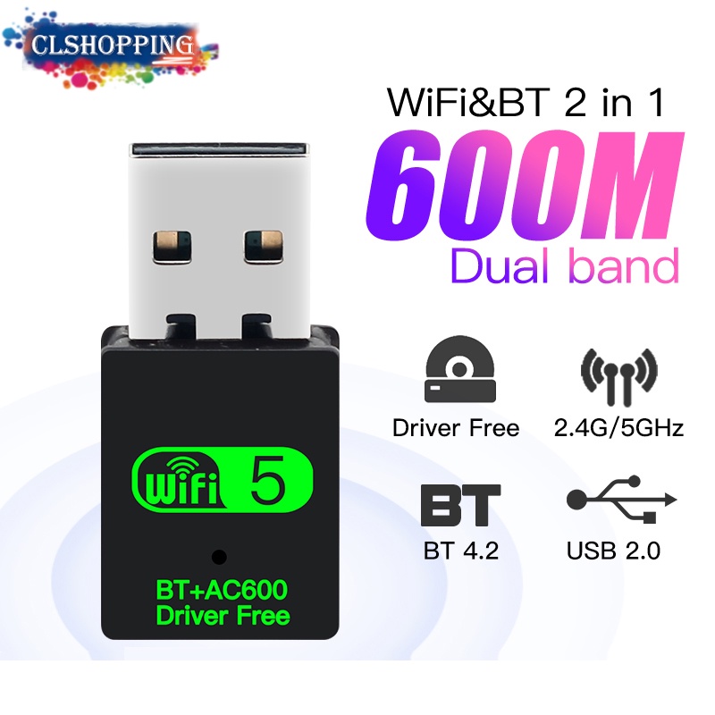 600 Mbps USB WiFi Adaptador Sem Fio Bluetooth Compatível 2in1 Dual Band 2.4G 5 Ghz - Desconto no ...