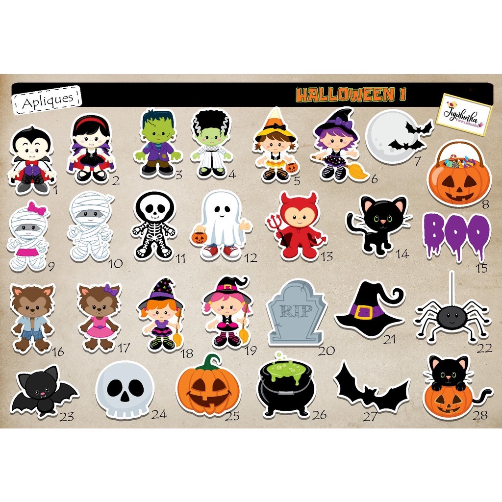 Apliques Recortados Halloween 1 | Shopee Brasil