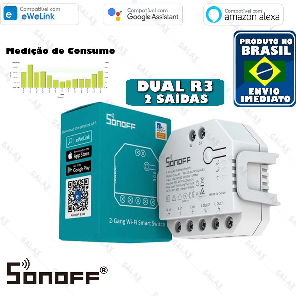 Haak Switch SONOFF DUALR3 SWITCH WIFI RELE DOBLE CON MEDIDOR DE ...