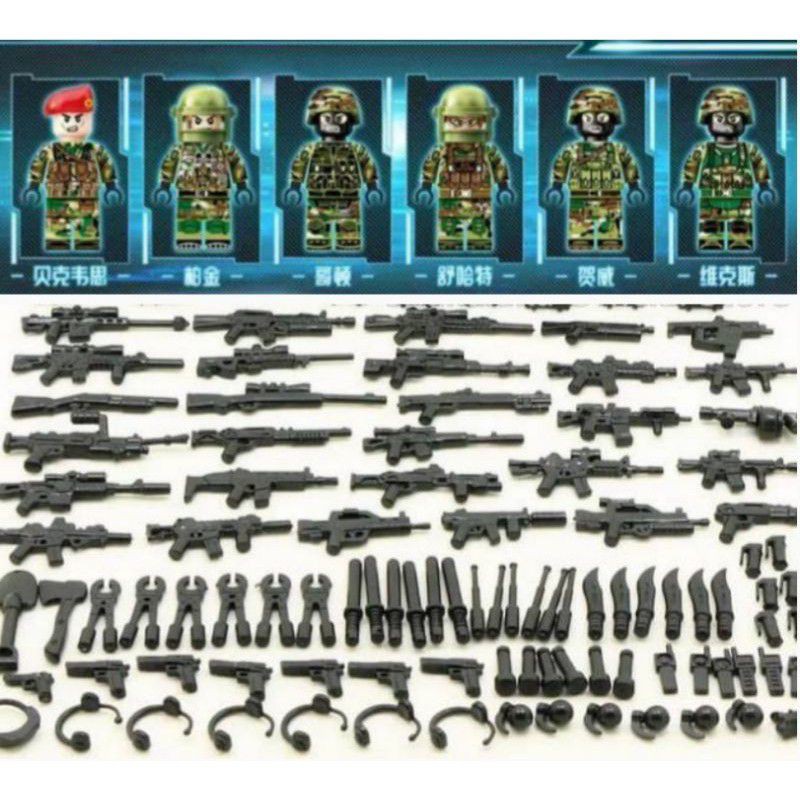 Lego swat Verde Força Alfa Conjunto De 6 Armas Militares Sem Caixa Lote ...