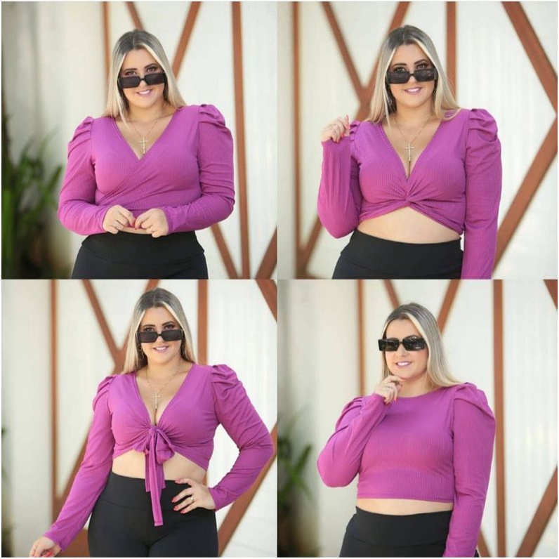 CROPPED PLUS SIZE cruzado manga comprido | Shopee Brasil