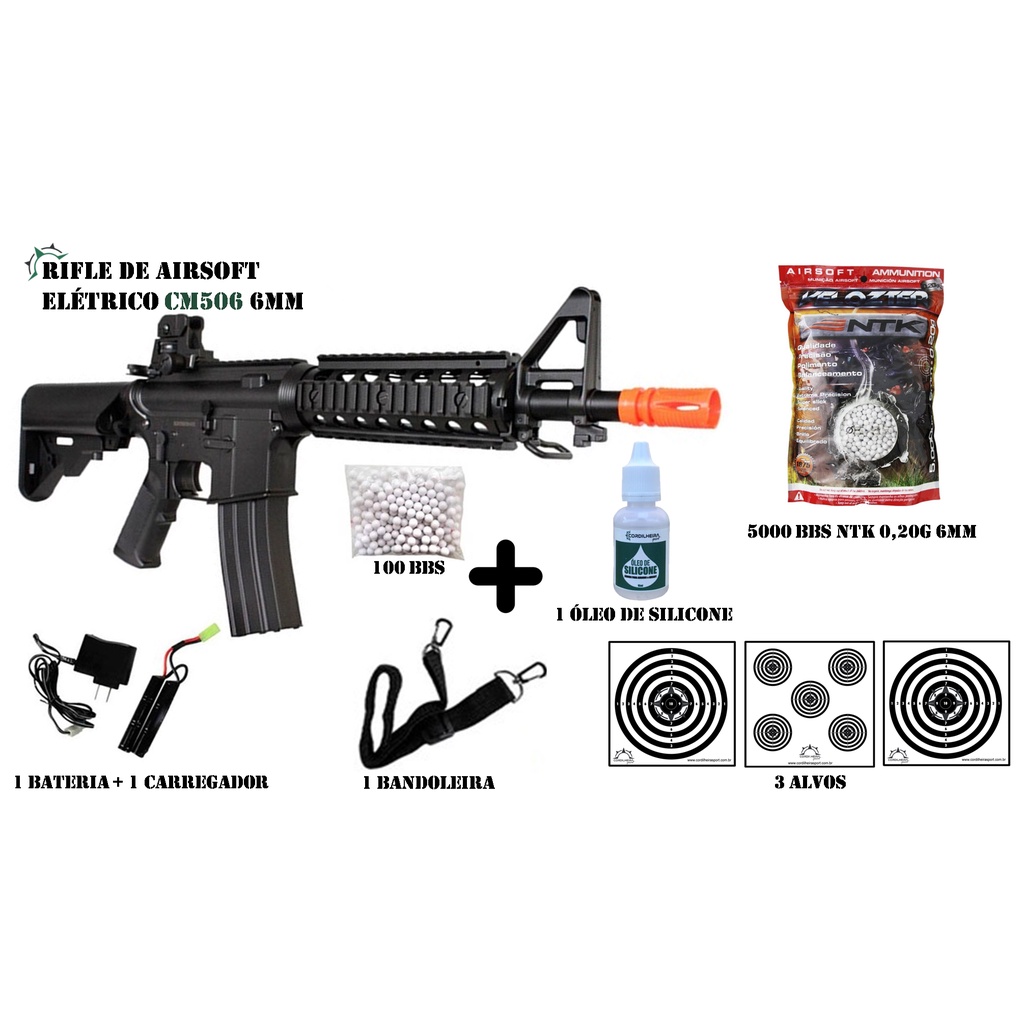 Rifle de Airsoft M4A1 AEG RIS CM506 CQB 6mm - CYMA + 5000 Bbs NTK 0,20g ...