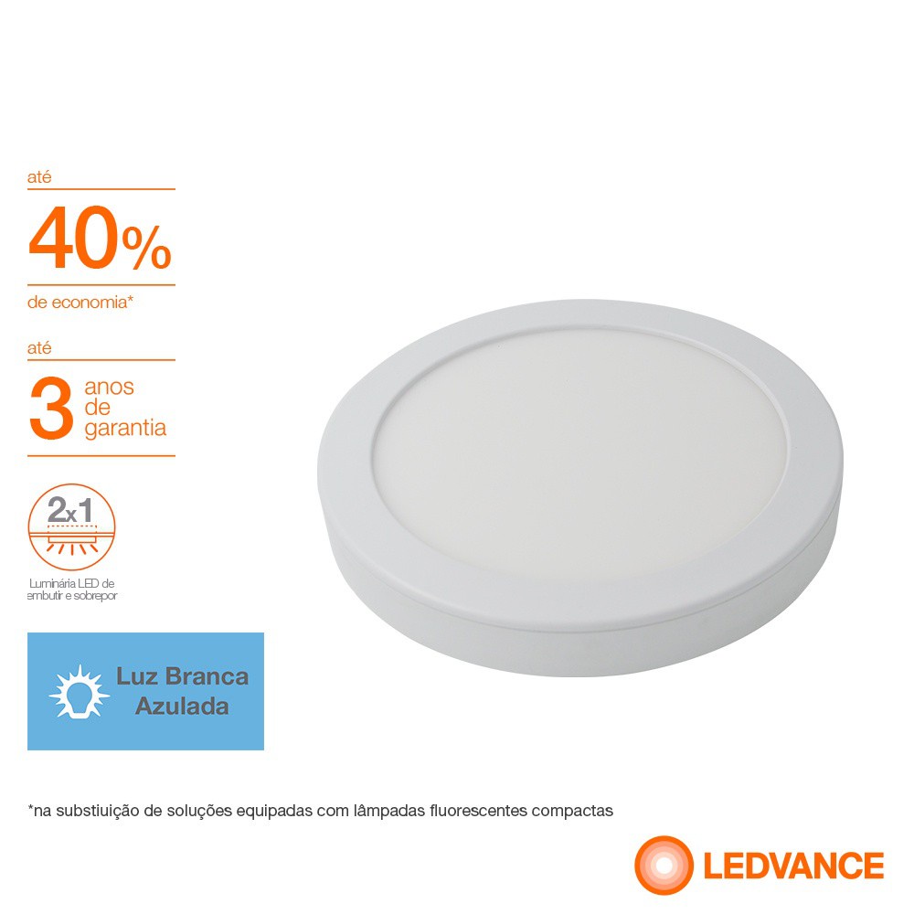 Luminaria LED Embutir Sobrepor Redonda 24W Branca Ledvance | Shopee Brasil