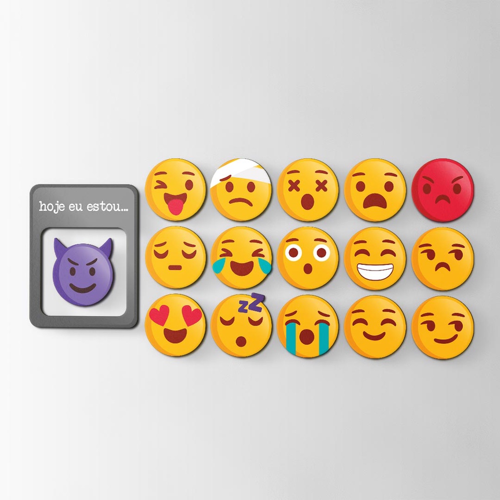 Ímã Emoji Humor do Dia Kit com 17 peças Whatsapp Emoticon Emoção ...