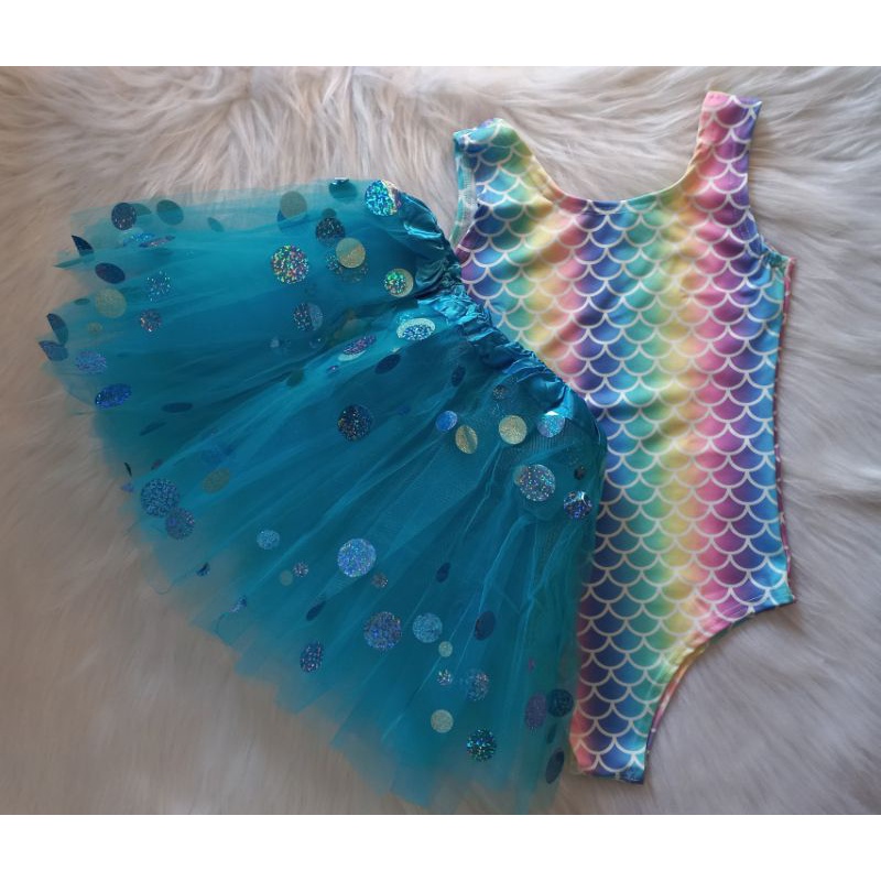 Fantasia Carnaval Sereia Escamada azul saia de tutu tule e body bore de ...