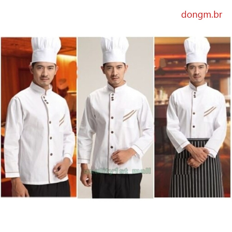 Roupa De Chef Masculina / Feminina De Manga Comprida Para Outono E ...