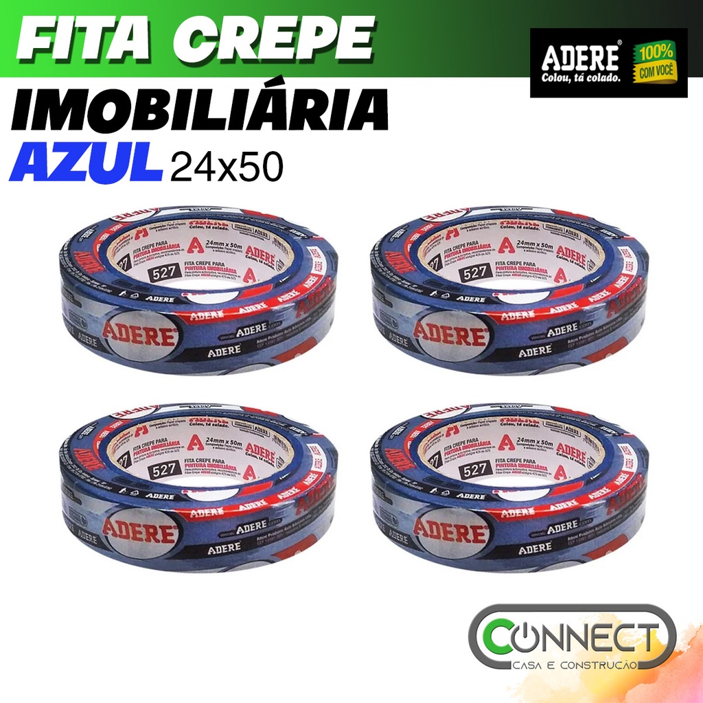 Kit 04 Fitas Crepe Imobiliária Azul 24x50 527s Adere | Shopee Brasil