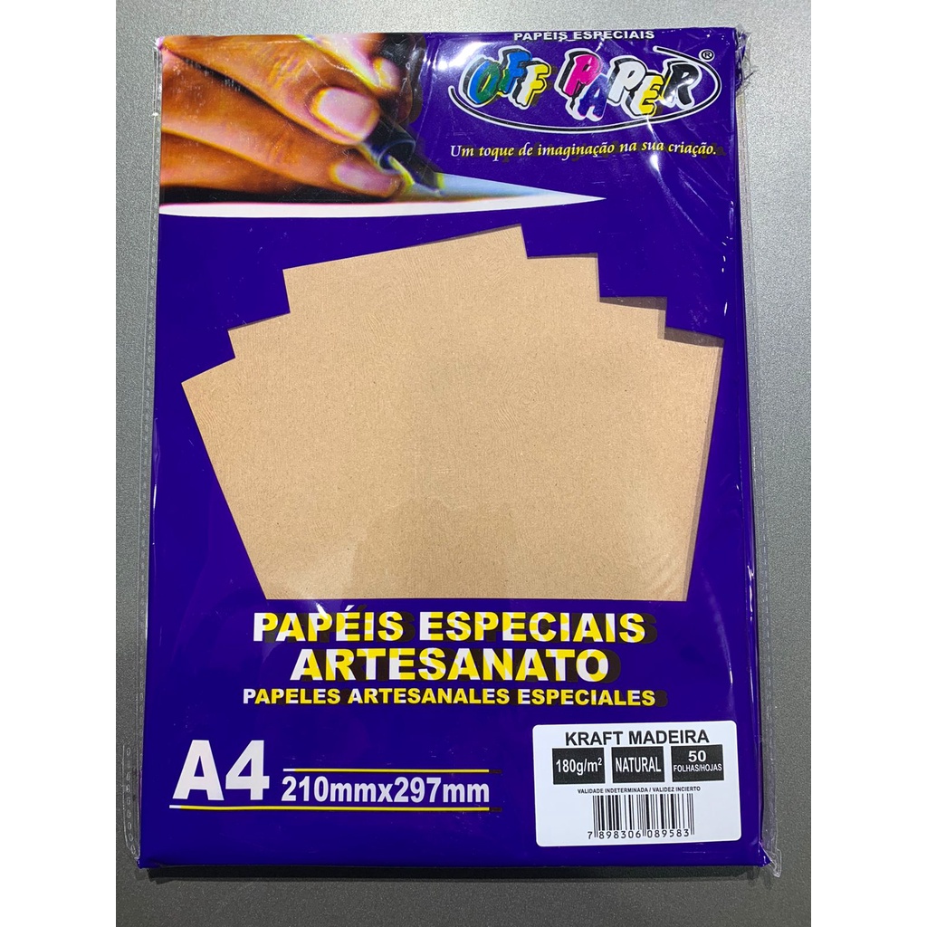 Papel Kraft A4 Madeira Natural Pardo 180g 50 Folhas | Shopee Brasil