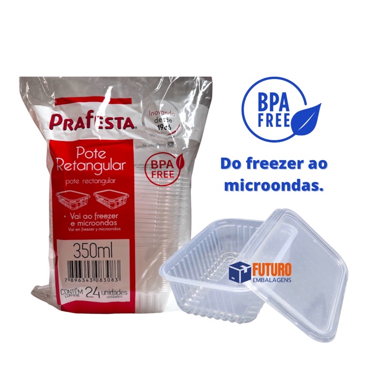24un Pote Marmita Descartável 250 / 350 / 500 / 750 / 1000ml Fitness Fit Freezer Microondas ...